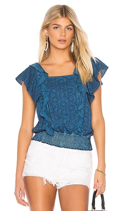 Young, Fabulous & Broke Eyelet Ruffle Top in Caribbean OW | REVOLVE