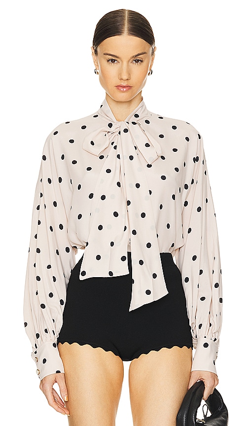 Zimmermann Batwing Blouse in Buff With Black Dot | REVOLVE