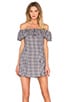 Capulet Spanish Shoulderless Mini Dress in Navy Gingham | REVOLVE