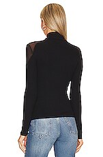 1. STATE Mesh Inset Shoulder Mock Neck Top in Rich Black | REVOLVE