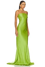 Alejandra Alonso Rojas Open Back Gown With Bow in Olive Green | REVOLVE