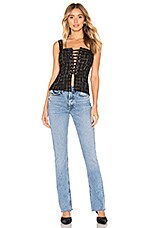 About Us Rosalie Lace Up Top in Black Multi | REVOLVE