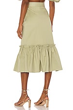 ADRIANA DEGREAS Muguet Solid Ruffle Midi Skirt in Green | REVOLVE