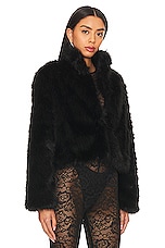 Adrienne Landau Faux Fox Fur Jacket in Jet Black | REVOLVE