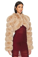 Adrienne Landau Faux Fox Fur Short Jacket in Camel | REVOLVE