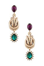 Anton Heunis Knot & Charm Earring in Green, Purple & Gold | REVOLVE