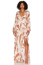 Andrea Iyamah Neema Robe Dress in Eucalyptus Leaf Print | REVOLVE