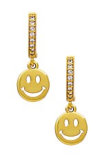 Alexa Leigh Smiley Crystal Huggies in Gold | REVOLVE