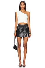 Alice + Olivia Richie Vegan Leather Boxer Short in Black | REVOLVE