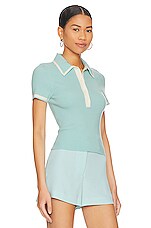 Alice + Olivia Pia Polo Top in Julep & Ecru | REVOLVE