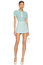 Alice + Olivia Pia Polo Top in Julep & Ecru | REVOLVE