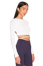 alo Ribbed Wrap It Up Top in White | REVOLVE