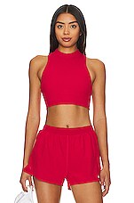 alo Goddess Rib Cropped Dynamite Tank in Classic Red | REVOLVE