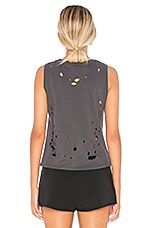 alo Harley Muscle Tank in Anthracite Distressed Holes | REVOLVE