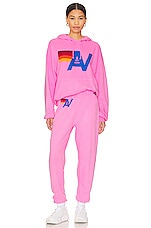 Aviator Nation Logo Pullover Hoodie in Neon Pink | REVOLVE