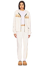Aviator Nation 5 Stripe Zip Hoodie in Vintage White & Sand | REVOLVE