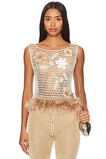ANDREEVA Handmade Knit Top With Handmade Knit Details in Gold | REVOLVE