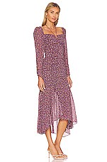 ASTR the Label Athena Midi Dress in Brown & Purple Ditsy | REVOLVE