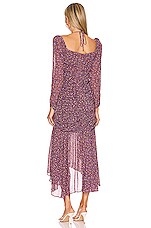 ASTR the Label Athena Midi Dress in Brown & Purple Ditsy | REVOLVE