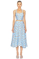ASTR the Label Janie Skirt in Blue Rust Polka Dot | REVOLVE