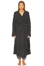 Barefoot Dreams CozyChic Ribbed Hooded Robe in Carbon | REVOLVE