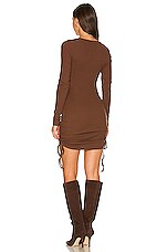 BCBGeneration Long Sleeve Drawstring Dress in Milk Chocolate | REVOLVE