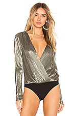 BCBGeneration V Neck Bodysuit in Black Gold Combo | REVOLVE