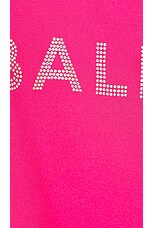BALMAIN Strass Logo One Piece in Fuxia | REVOLVE