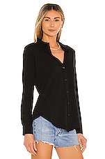 Bobi Light Weight Jersey Button Up in Black | REVOLVE