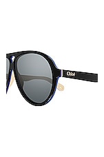 Chloe Jasper Pilot Sunglasses in Shiny Solid Trilayer Black, Blue ...