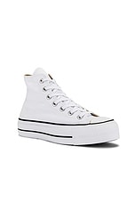 Converse Chuck Taylor All Star Lift Hi in White in White & Black | REVOLVE