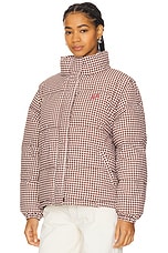 Damson Madder Jennifer Check Puffer in Chocolate | REVOLVE