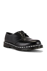 Dr. Martens 1461 White Stitch Shoe in Black | REVOLVE