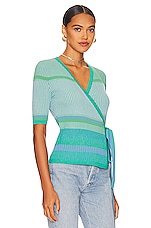 Diane von Furstenberg Lyric Sweater in Knit Stripe Cloud Turquoise ...