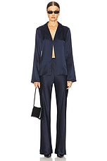 EAVES Loretta Silk Pants in Navy | REVOLVE