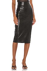 Enza Costa Vegan Leather Midi Pencil Skirt in Black | REVOLVE