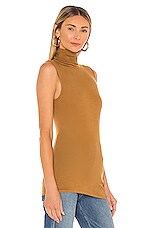 Enza Costa Silk Cashmere Rib Sleeveless Turtleneck in Camel | REVOLVE