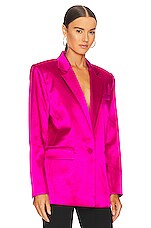 FRAME Strong Shoulder Blazer in Magenta | REVOLVE