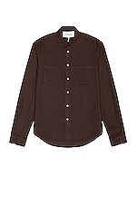 FRAME Double Pocket Brushed Flannel in Dark Chocolate | REVOLVE