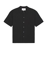 FRAME Waffle Textured Shirt in Black | REVOLVE