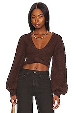 For Love & Lemons Amelia Crop Sweater in Brown | REVOLVE