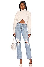 For Love & Lemons Amelia Cross Front Turtleneck in Cream | REVOLVE