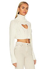 For Love & Lemons Vera Cropped Cut Out Sweater in Cream | REVOLVE