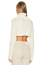 For Love & Lemons Vera Cropped Cut Out Sweater in Cream | REVOLVE