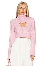 For Love & Lemons Vera Cropped Cut Out Sweater in Pink | REVOLVE