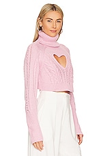 For Love & Lemons Vera Cropped Cut Out Sweater in Pink | REVOLVE