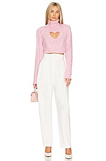 For Love & Lemons Vera Cropped Cut Out Sweater in Pink | REVOLVE