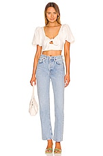 For Love & Lemons Jessie Crop Top in White | REVOLVE