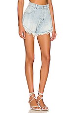 Free People Harlie Denim Shortie in Mirage Fray Blue | REVOLVE