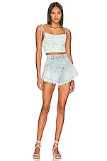 Free People Harlie Denim Shortie in Mirage Fray Blue | REVOLVE